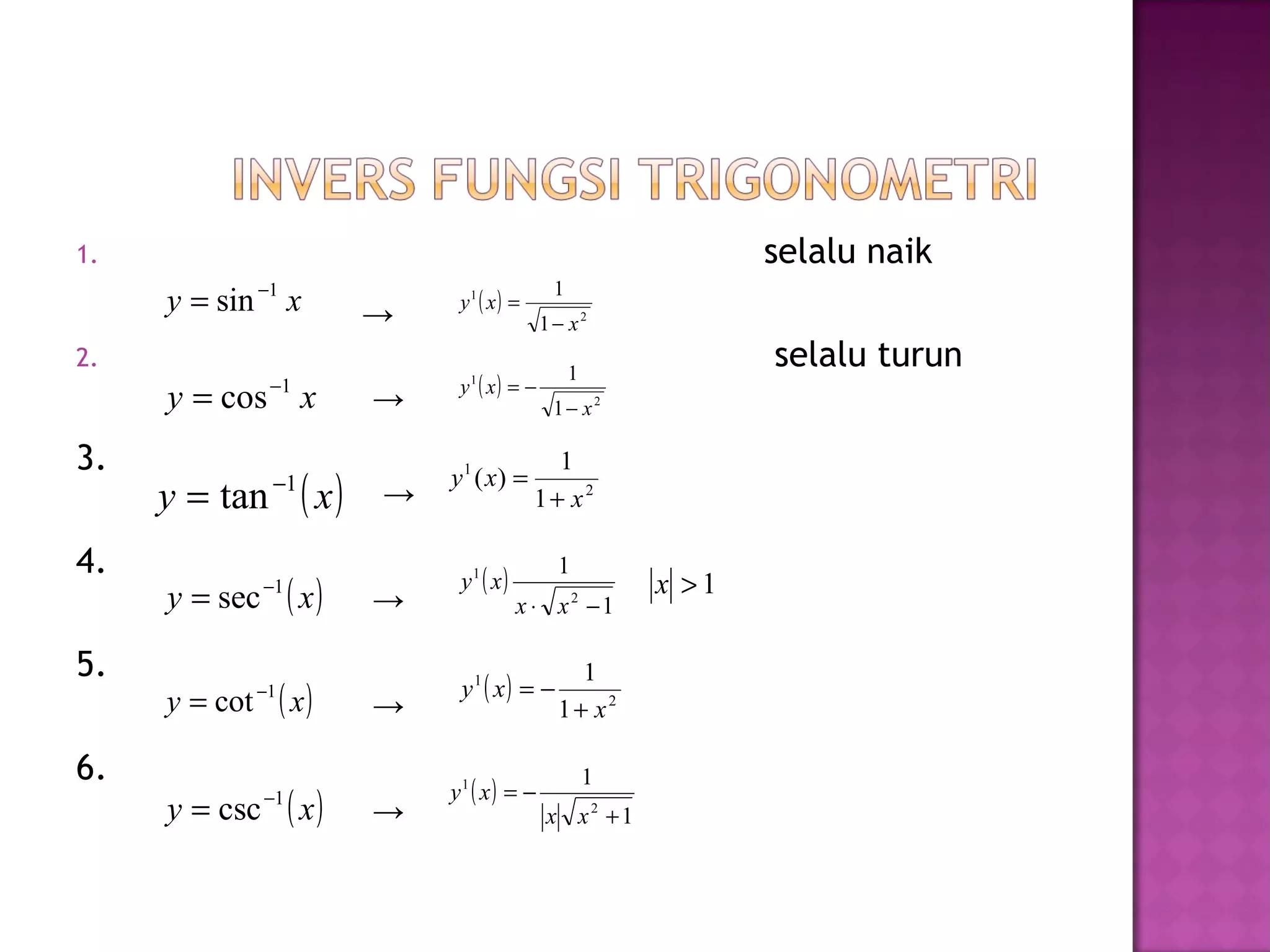 11 derivatif fungsi invers | PPT