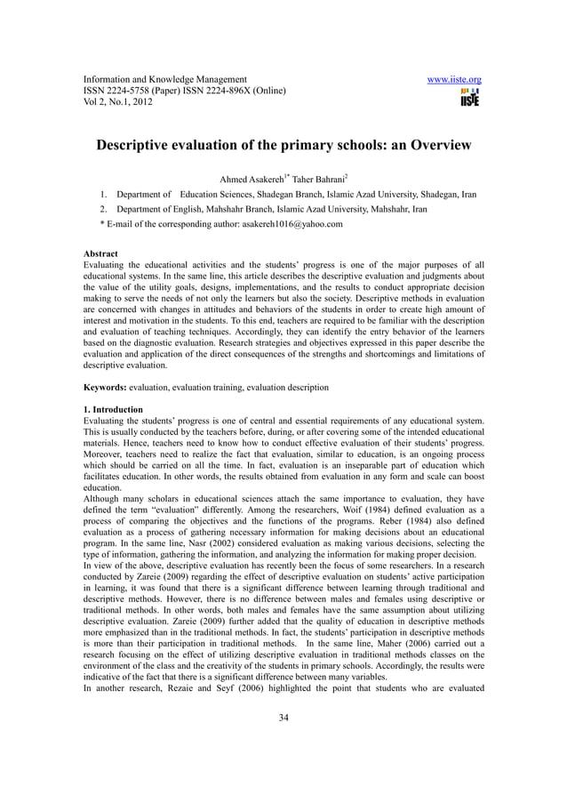 11.descriptive evaluation of the primary schools an overview | PDF