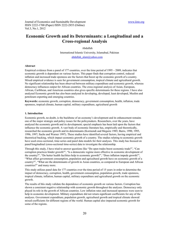 11.economic growth and its determinants a longitudinal and a cross ...