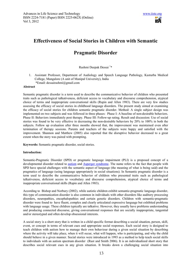 11.effectiveness of social stories in children with semantic pragmatic ...