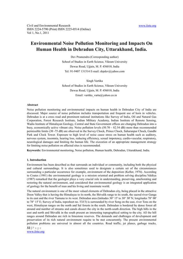 11.environmental noise pollution monitoring and impacts on | PDF