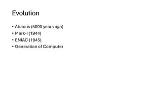 generation of computer system/Evolution of Computer | PDF