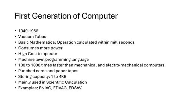 generation of computer system/Evolution of Computer | PDF