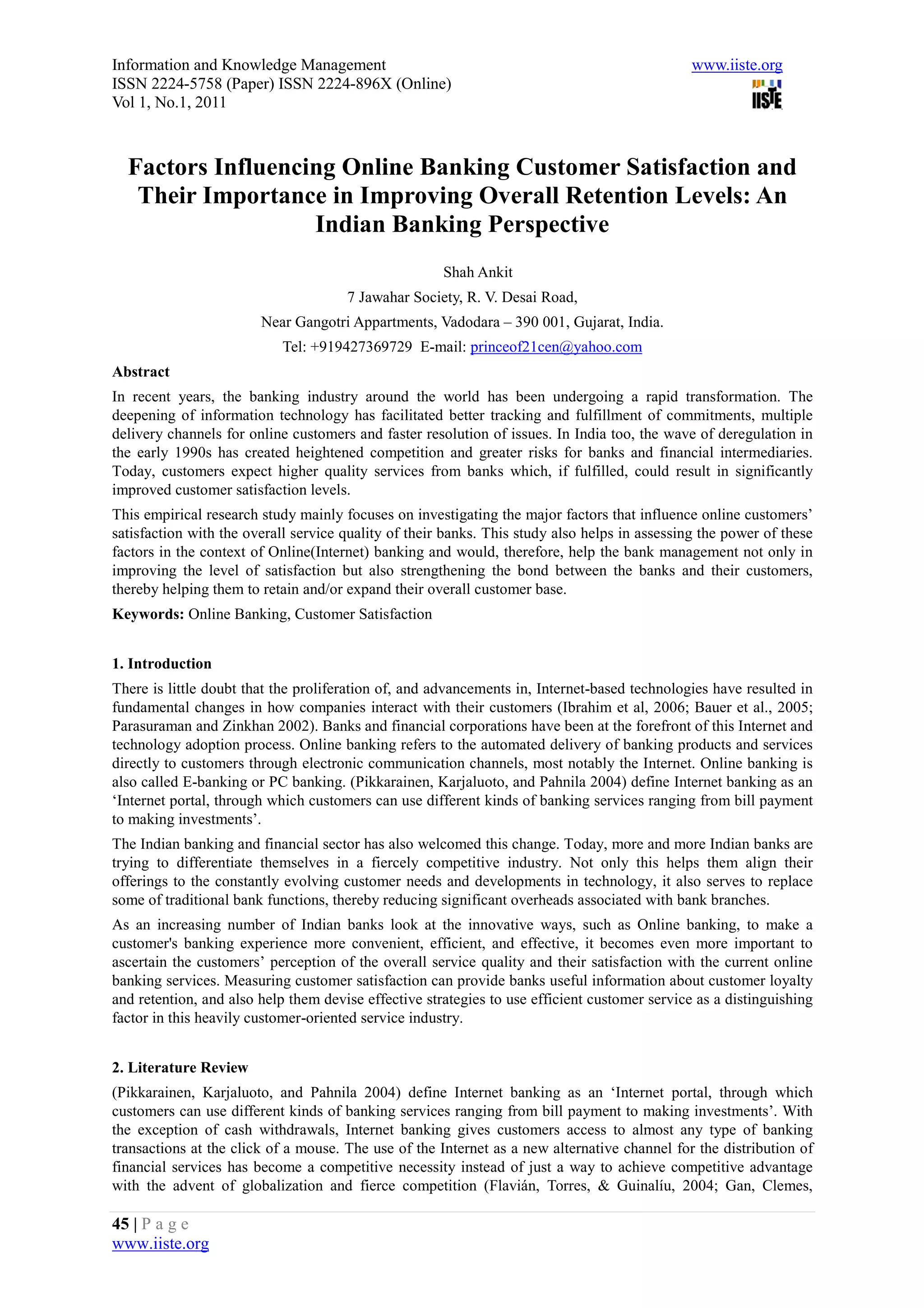 11.factors influencing online banking customer satisfaction and their importance in improving ...