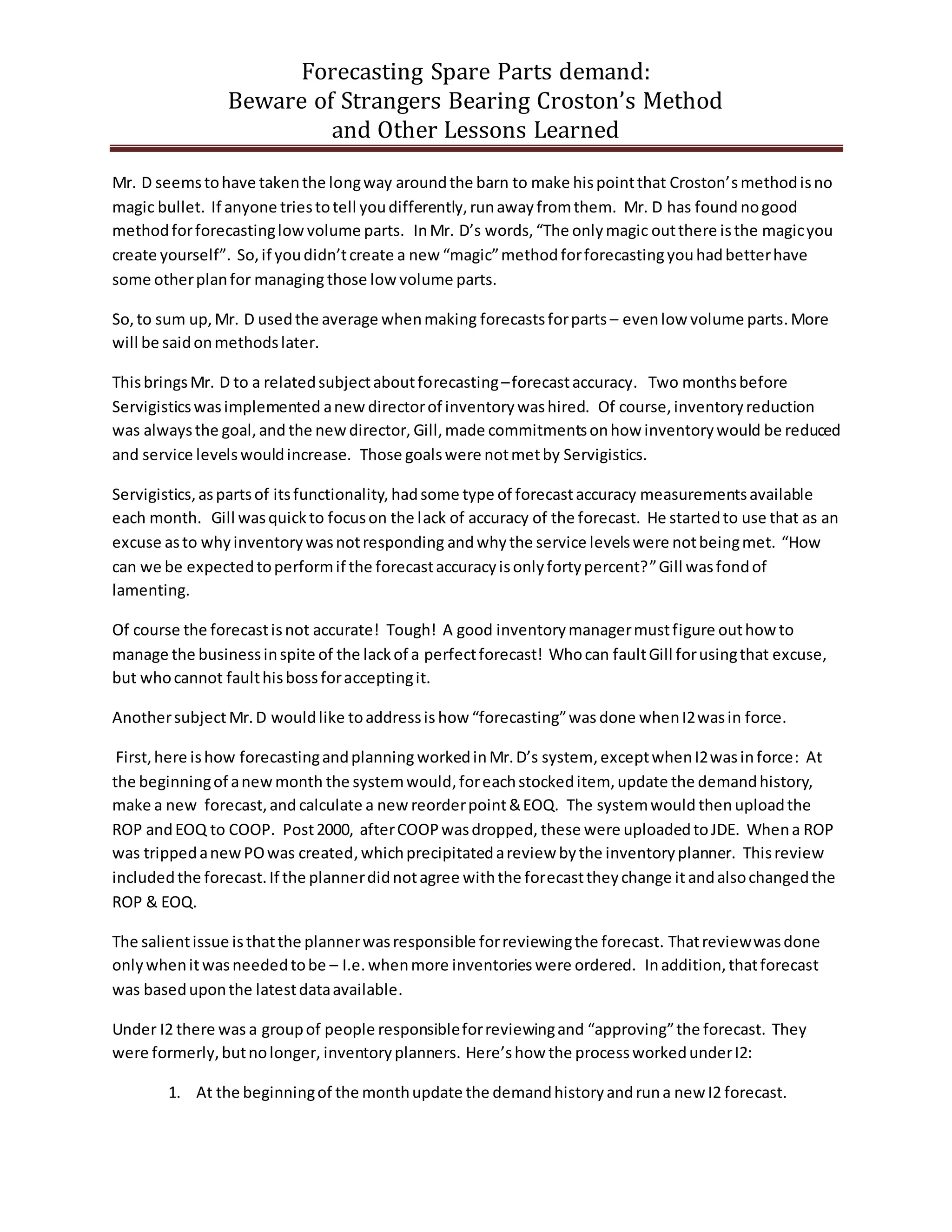 11 Forecasting Spare Parts Pdf