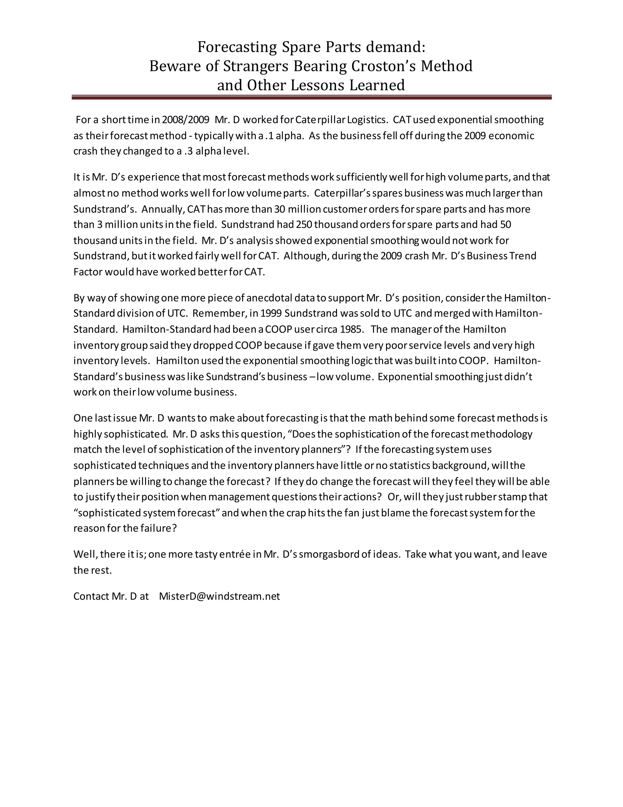 11 Forecasting Spare Parts Pdf