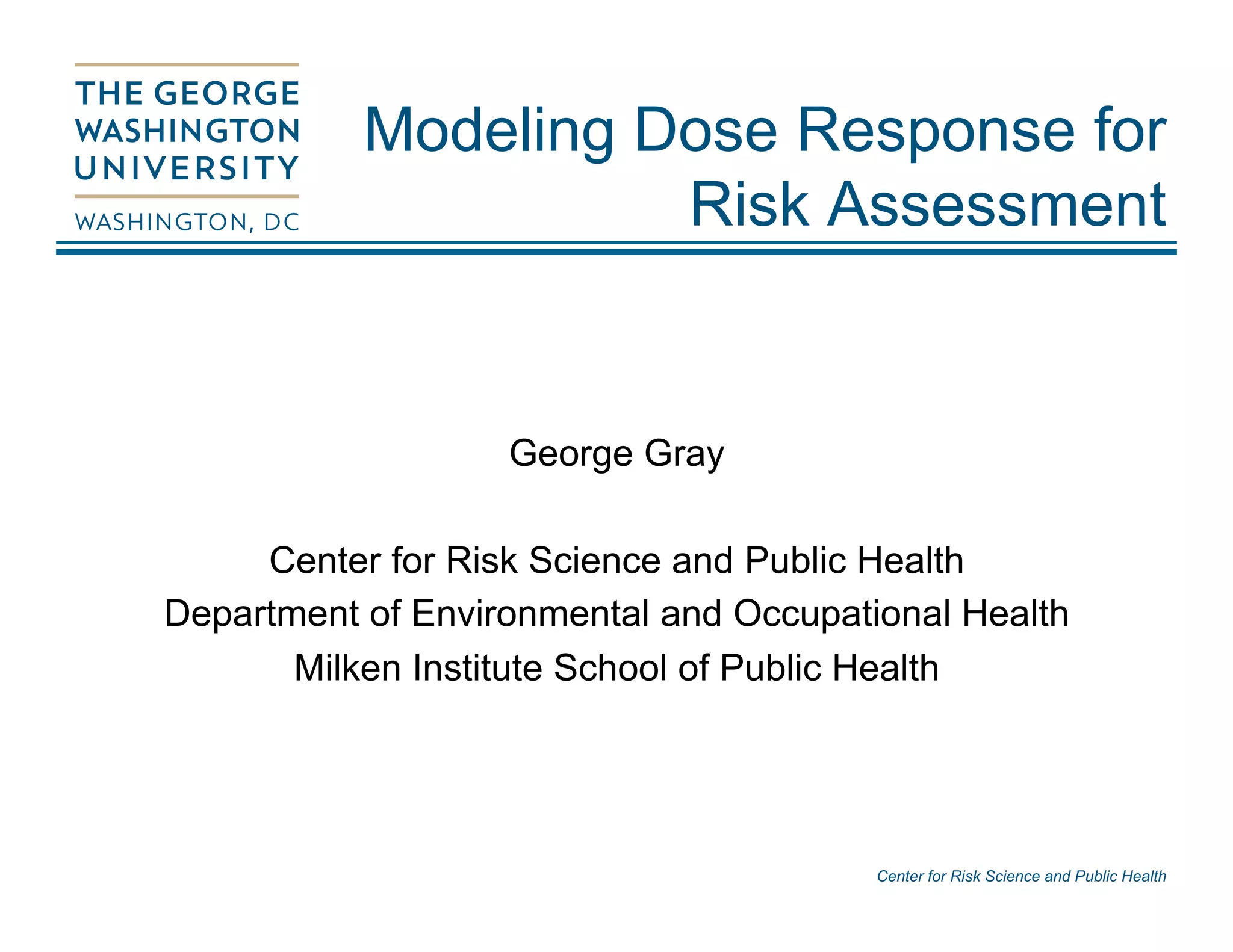 Modeling Dose Response for Risk Assessment, George Gray | PDF