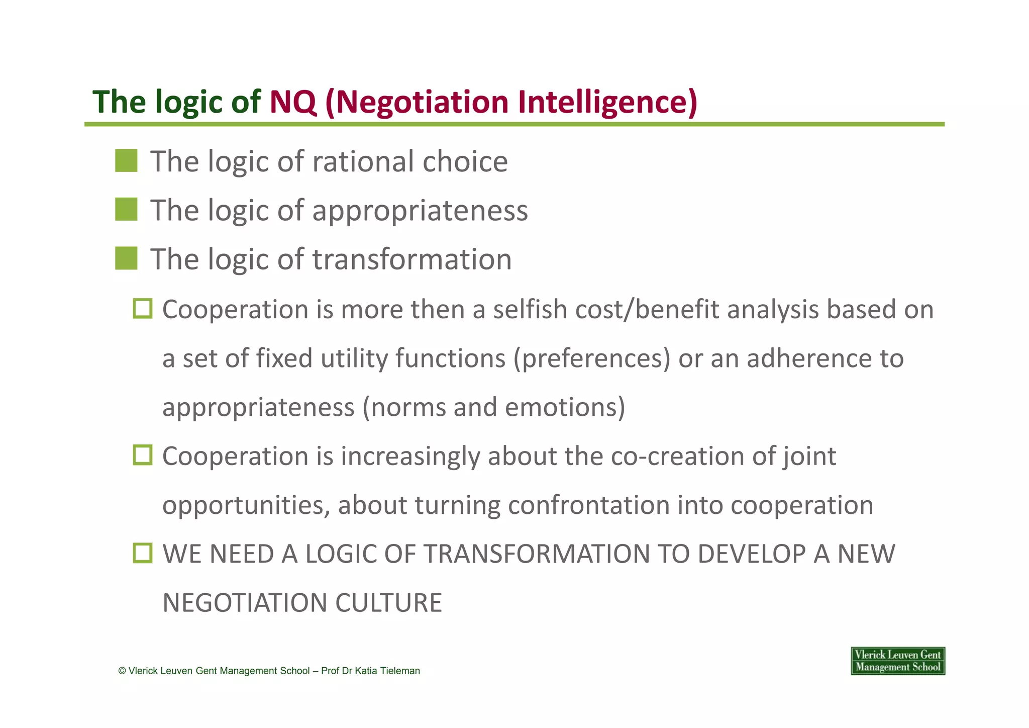Negotiation & social partners - Prof. dr. Katia Tieleman | PDF