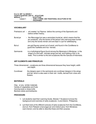 11 grade 7 art , tg -qtr 4 - module 7 sculpture, les 1 | PDF