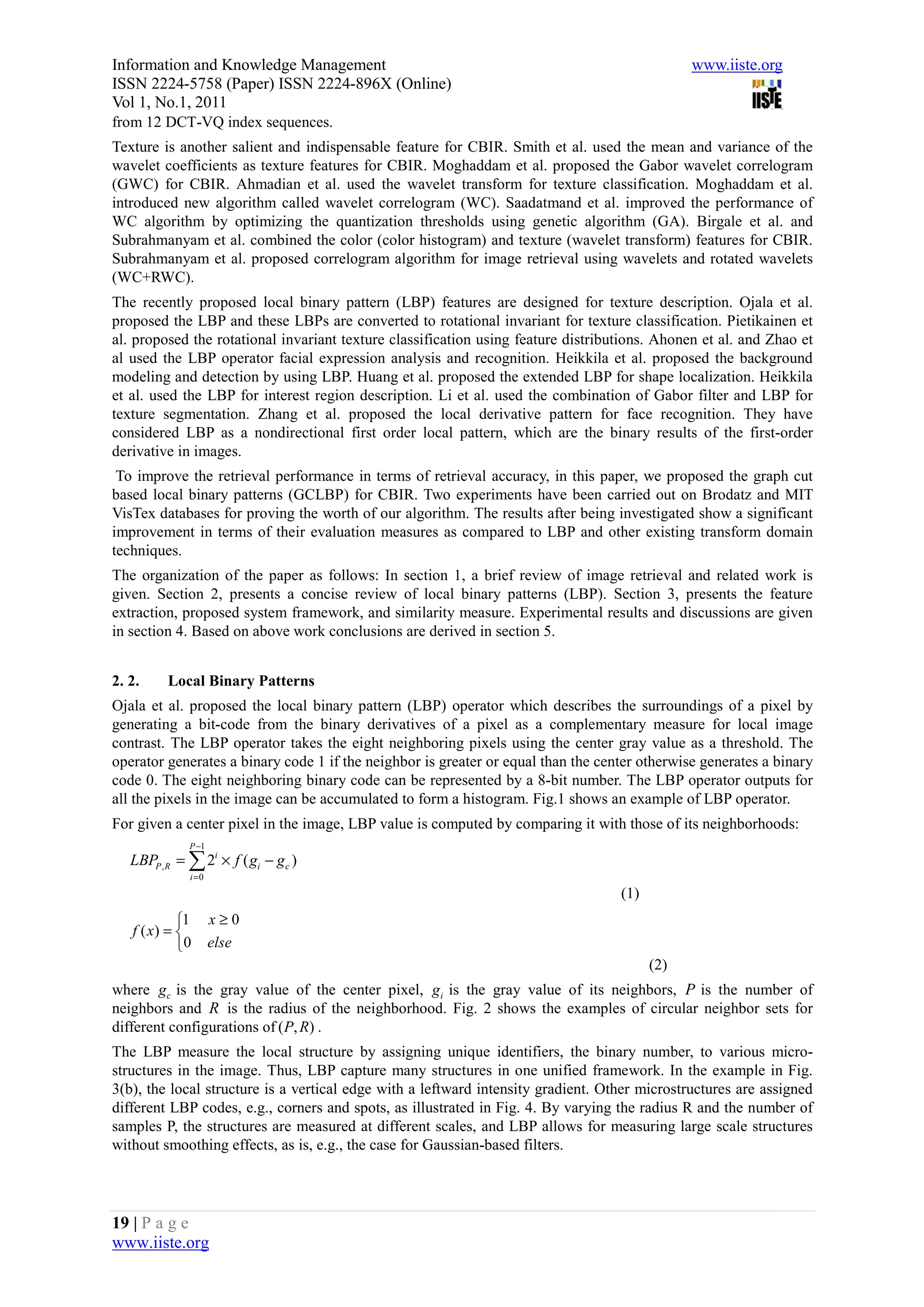 11graph Cut Based Local Binary Patterns For Content Based Image Retrieval Pdf 