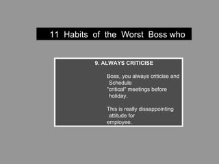 11 Habits Of Bad Boss | PPT