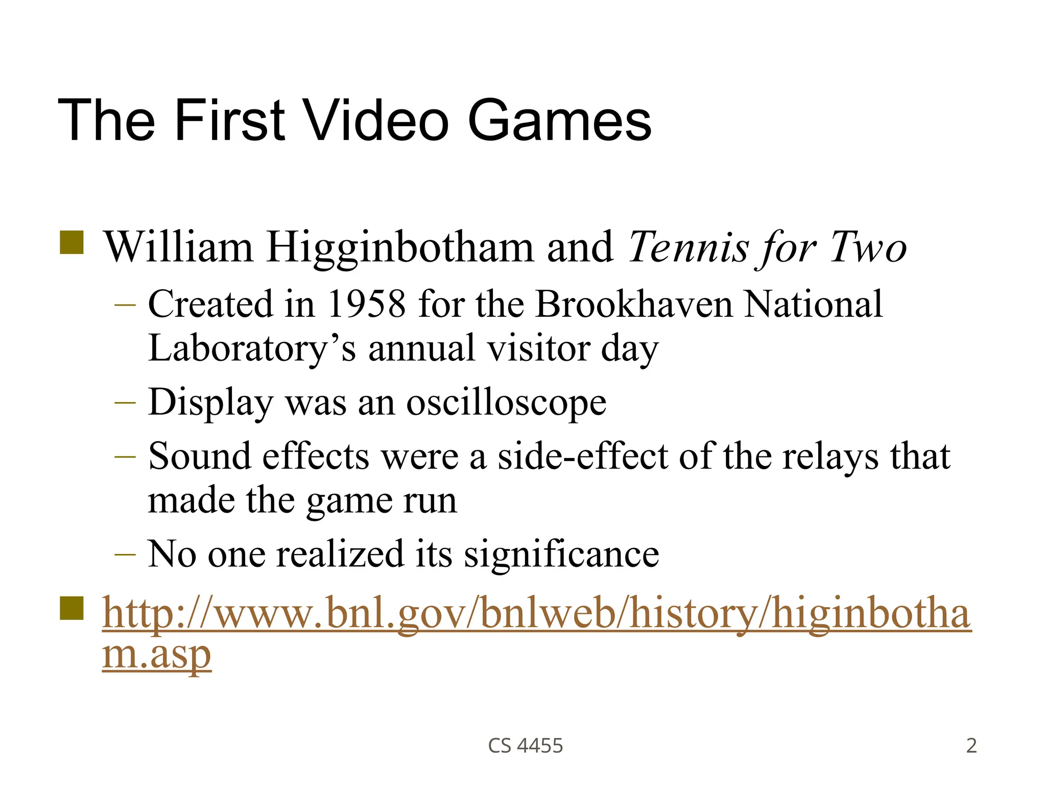 history of video games CS4455 a brief history of video games | PPT