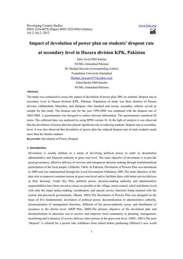 11.impact of devolution of power plan on students | PDF