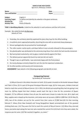 11 kinds of adverb | DOCX