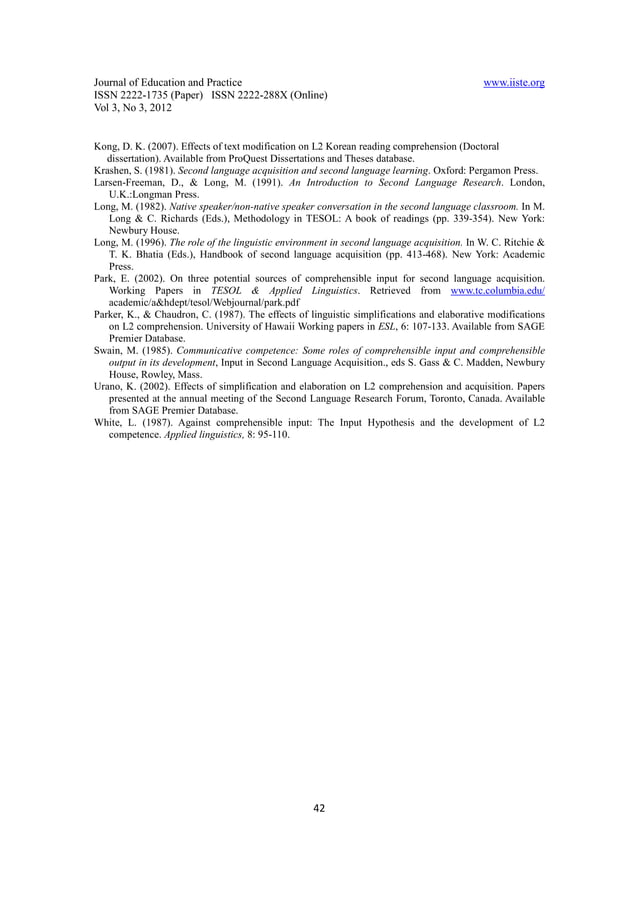 11.language input and second language acquisition | PDF