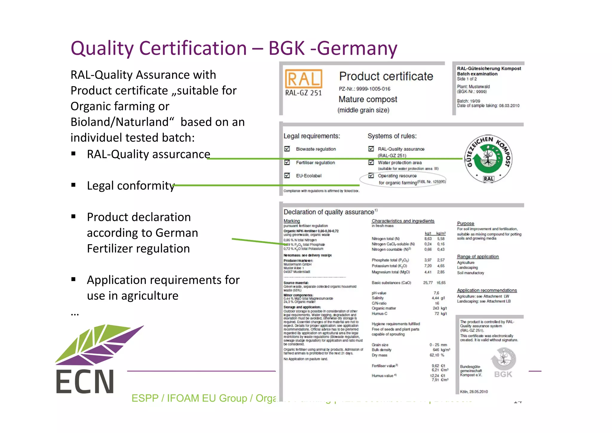 Compost Certification and use for organic farming - Irmgard Leifert ...