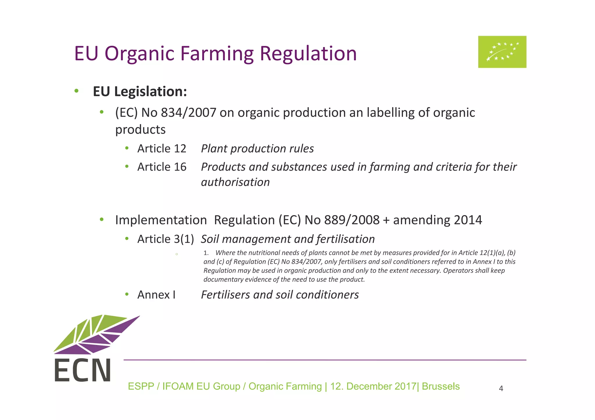 Compost Certification and use for organic farming - Irmgard Leifert ...