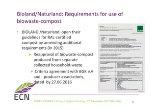 Compost Certification and use for organic farming - Irmgard Leifert ...