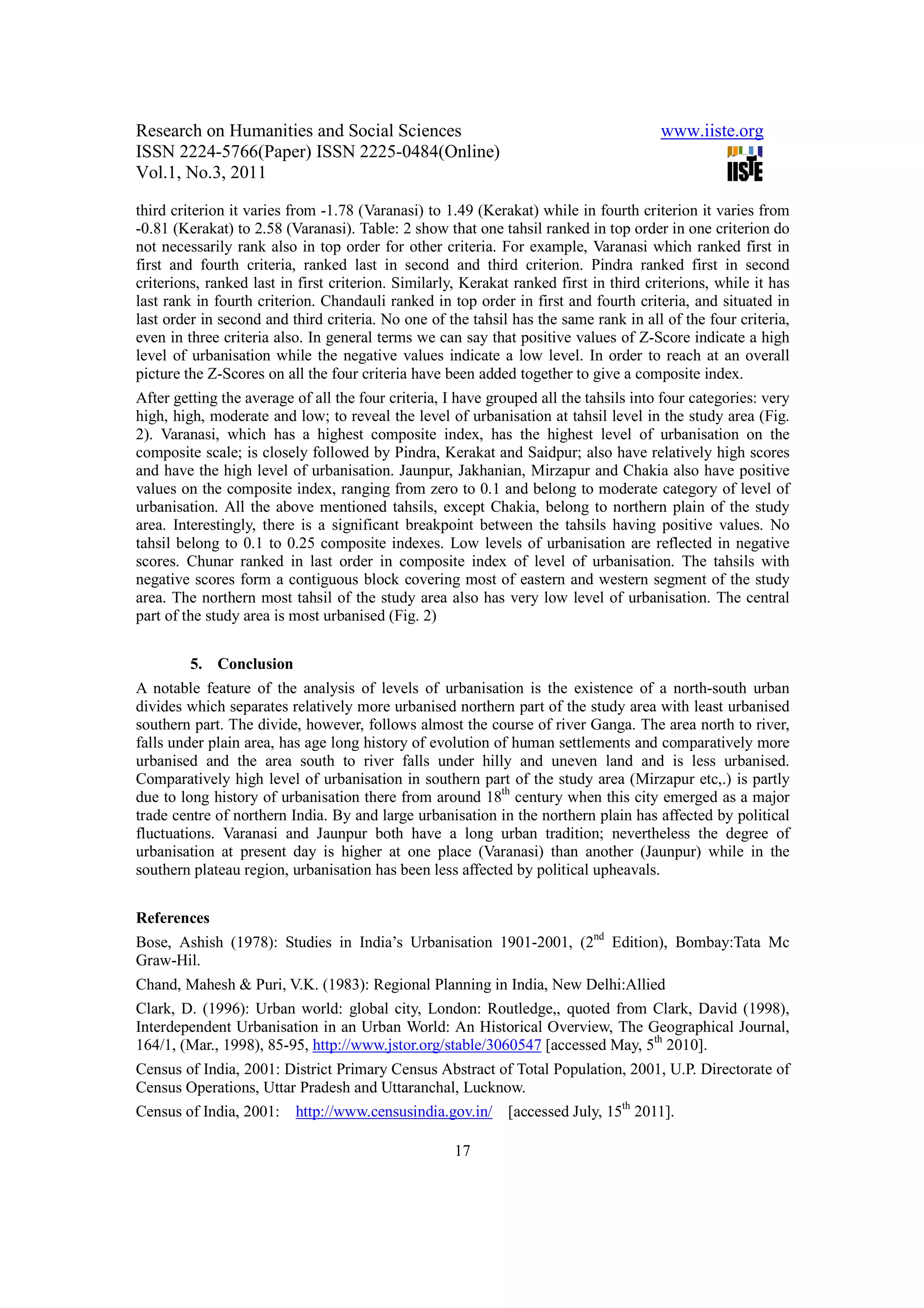 11.level of urbanisation in varanasi and its adjoining districts of ...