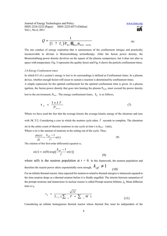 11.mathematics of fusion reactors and energy gain factor model | PDF