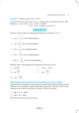 maths TRIGONOMETRIC FUNCTIONS | PDF