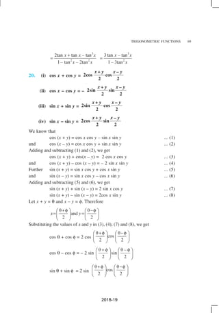 maths TRIGONOMETRIC FUNCTIONS | PDF