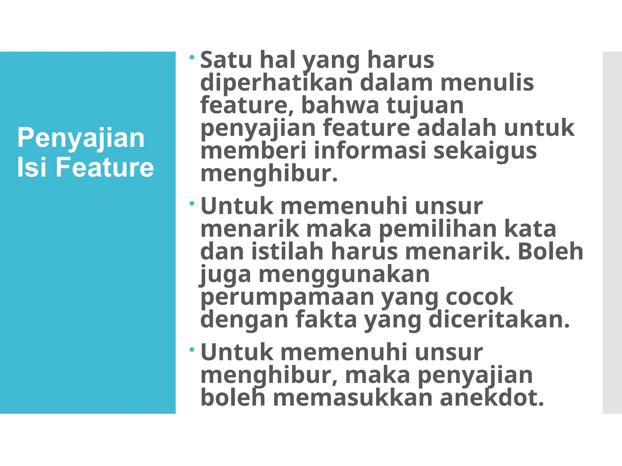 Pengantar Jurnalistik Menulis Feature Human Interest.ppt