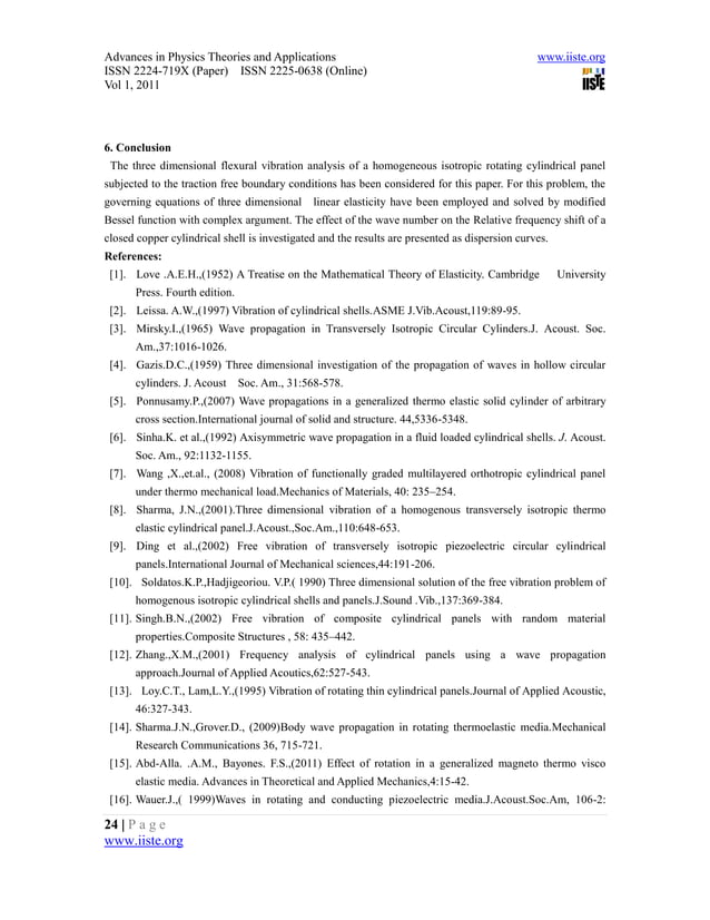 11.modeling of flexural waves in a homogeneous isotropic rotating cylindrical panel | PDF
