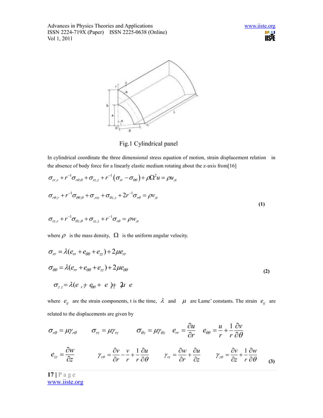 11.modeling of flexural waves in a homogeneous isotropic rotating cylindrical panel | PDF