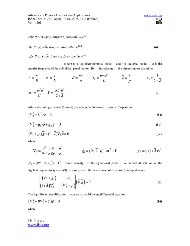 11.modeling of flexural waves in a homogeneous isotropic rotating cylindrical panel | PDF