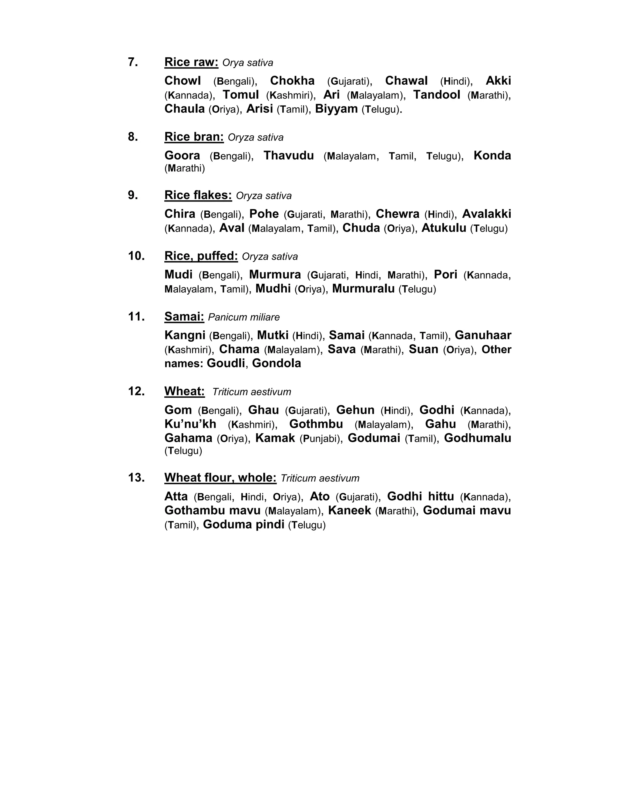 11 names-of-foodstuffs-in-indian-languages | PDF