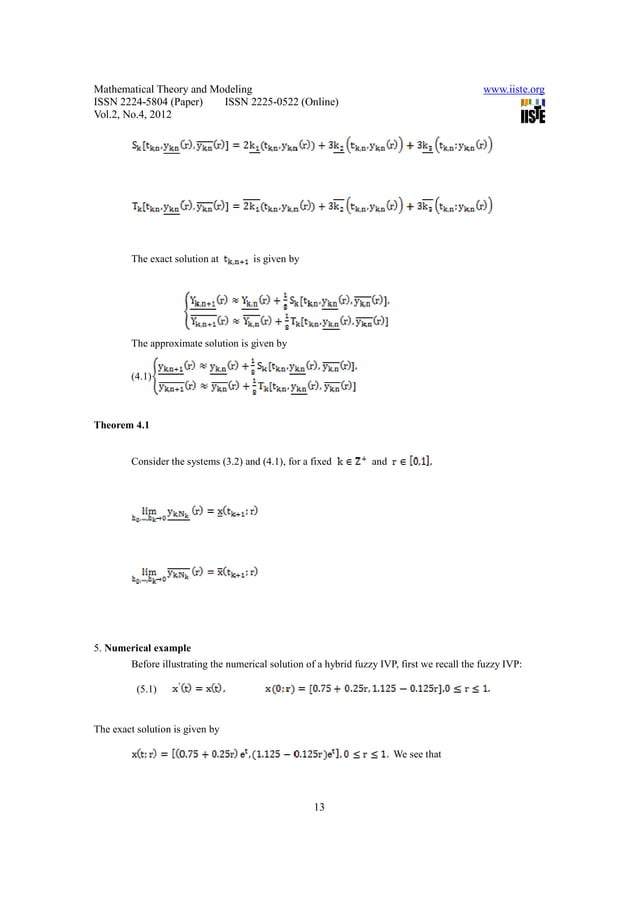 11 Numerical Solution Of Fuzzy Hybrid Differential Equation By Third