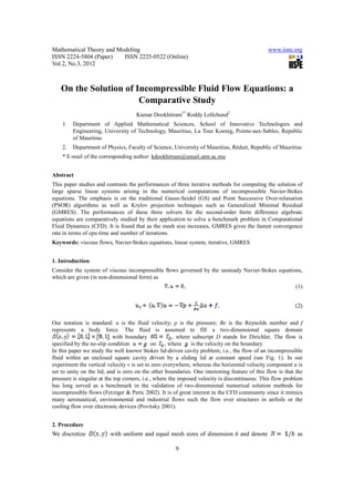 11.on the solution of incompressible fluid flow equations | PDF