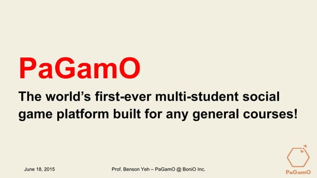 EdTech Europe 2015 [Track 3]: [PaGamO], ([Peng-Cheng Yeh], [Co-Founder ...