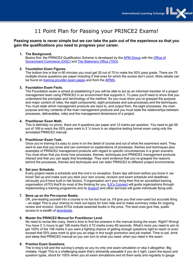 11 point-plan-passing-your-prince2-exam | PDF | Educational Assessment | Education