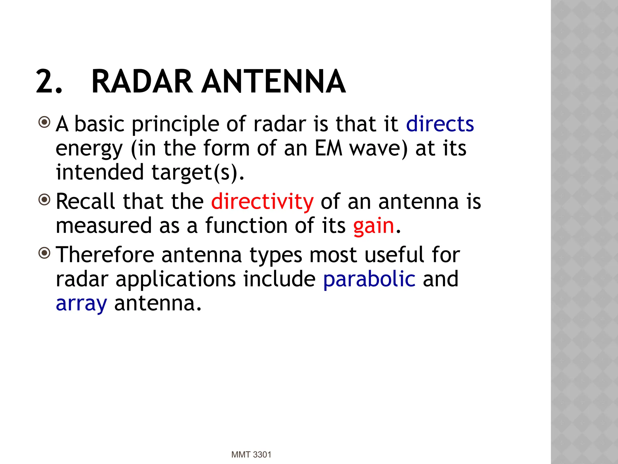 11-Radar-Fundamentals-Principles of radar Radar antenna Radar modes ...