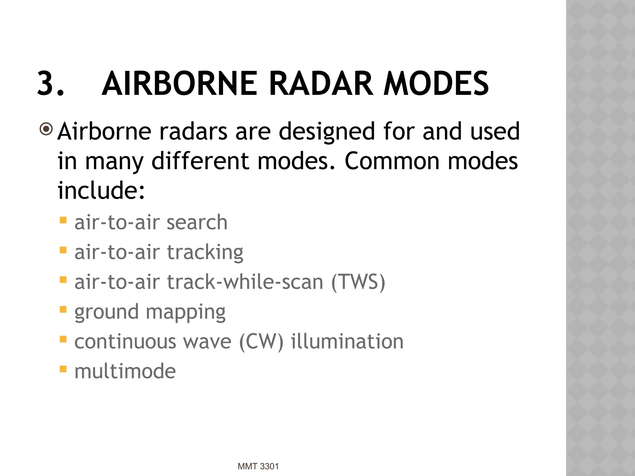 11-Radar-Fundamentals-Principles of radar Radar antenna Radar modes ...