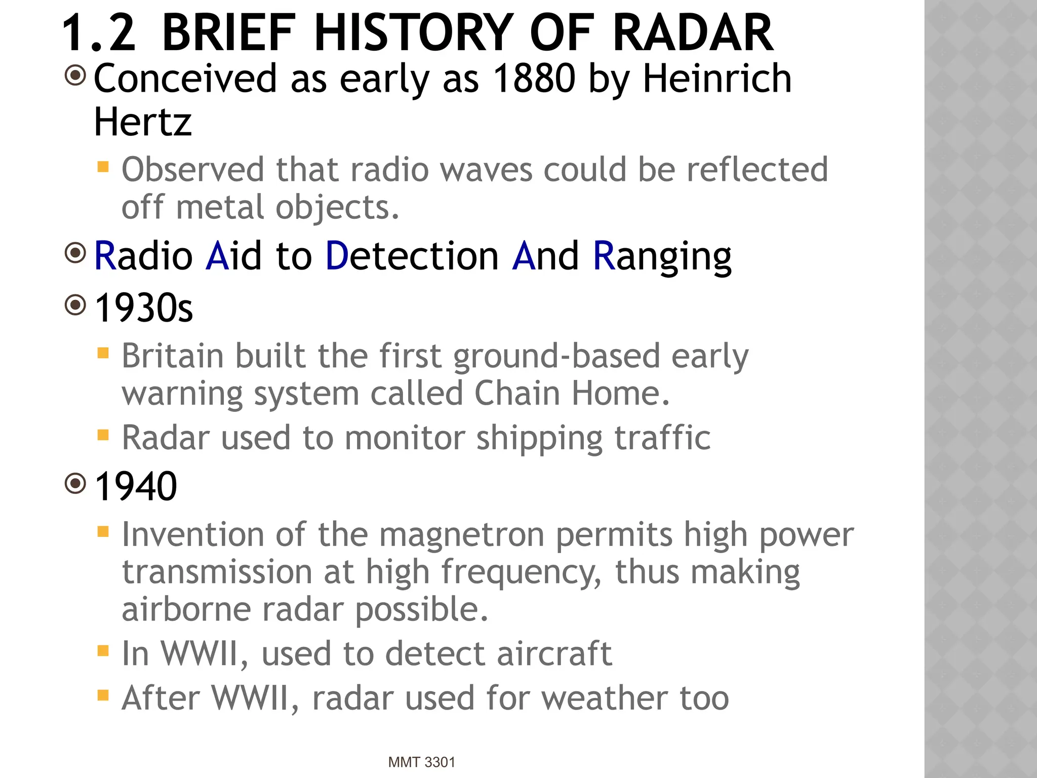 11-Radar-Fundamentals-Principles of radar Radar antenna Radar modes ...