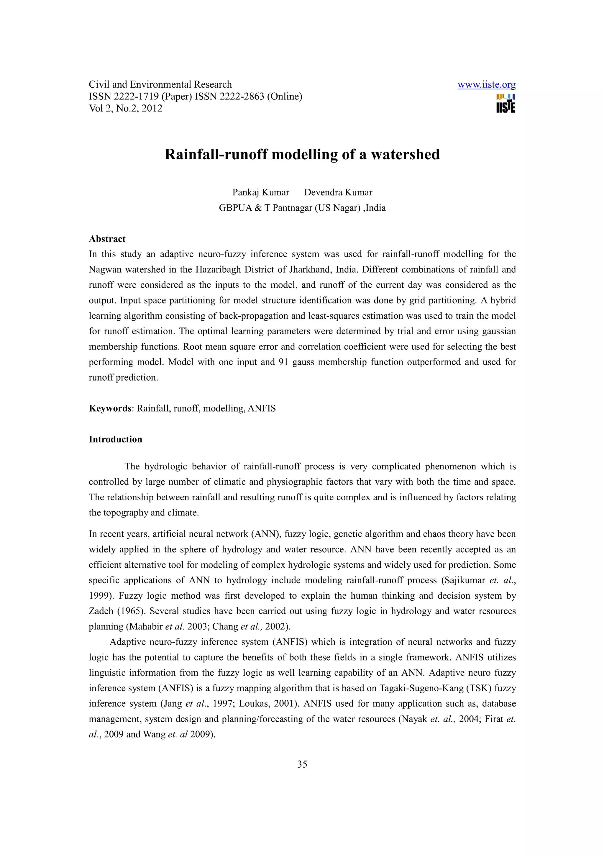 11.rainfall runoff modelling of a watershed | PDF