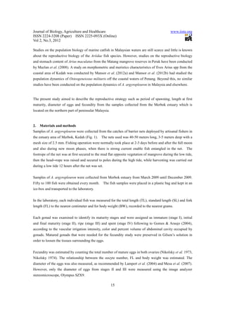 11.reproductive biology of estuarine catfish, arius argyropleuron | PDF