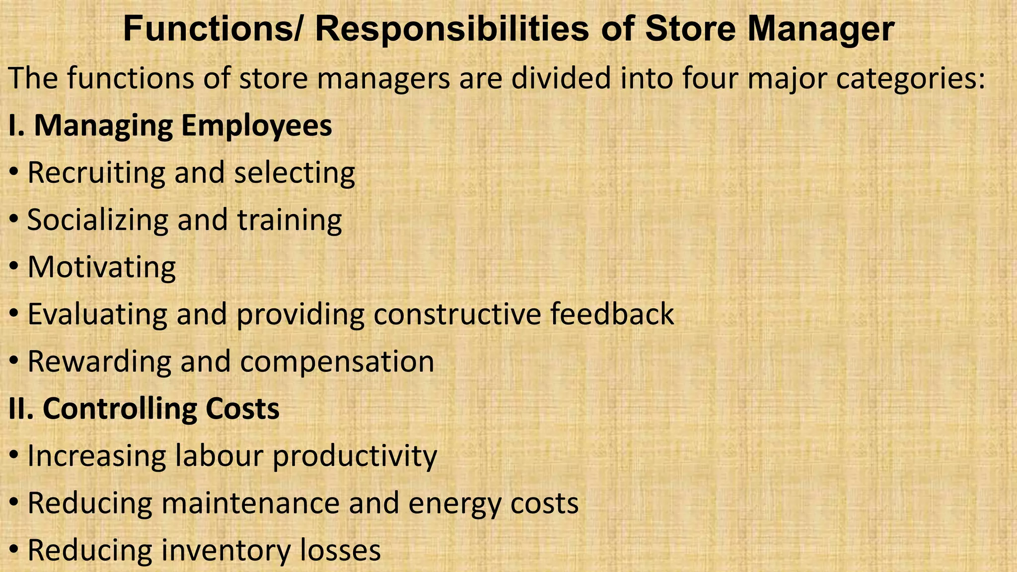 11 Retail Store Management | PPTX