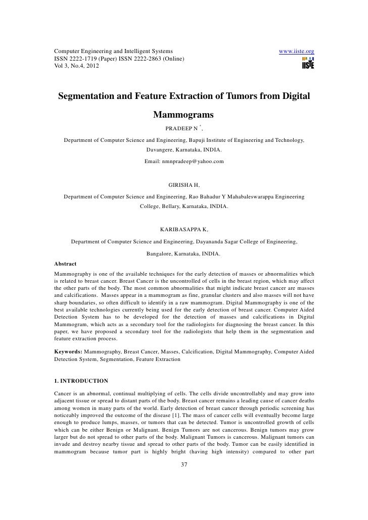 Gmentation And Feature Extraction Of Tumors From Digital Mammogr