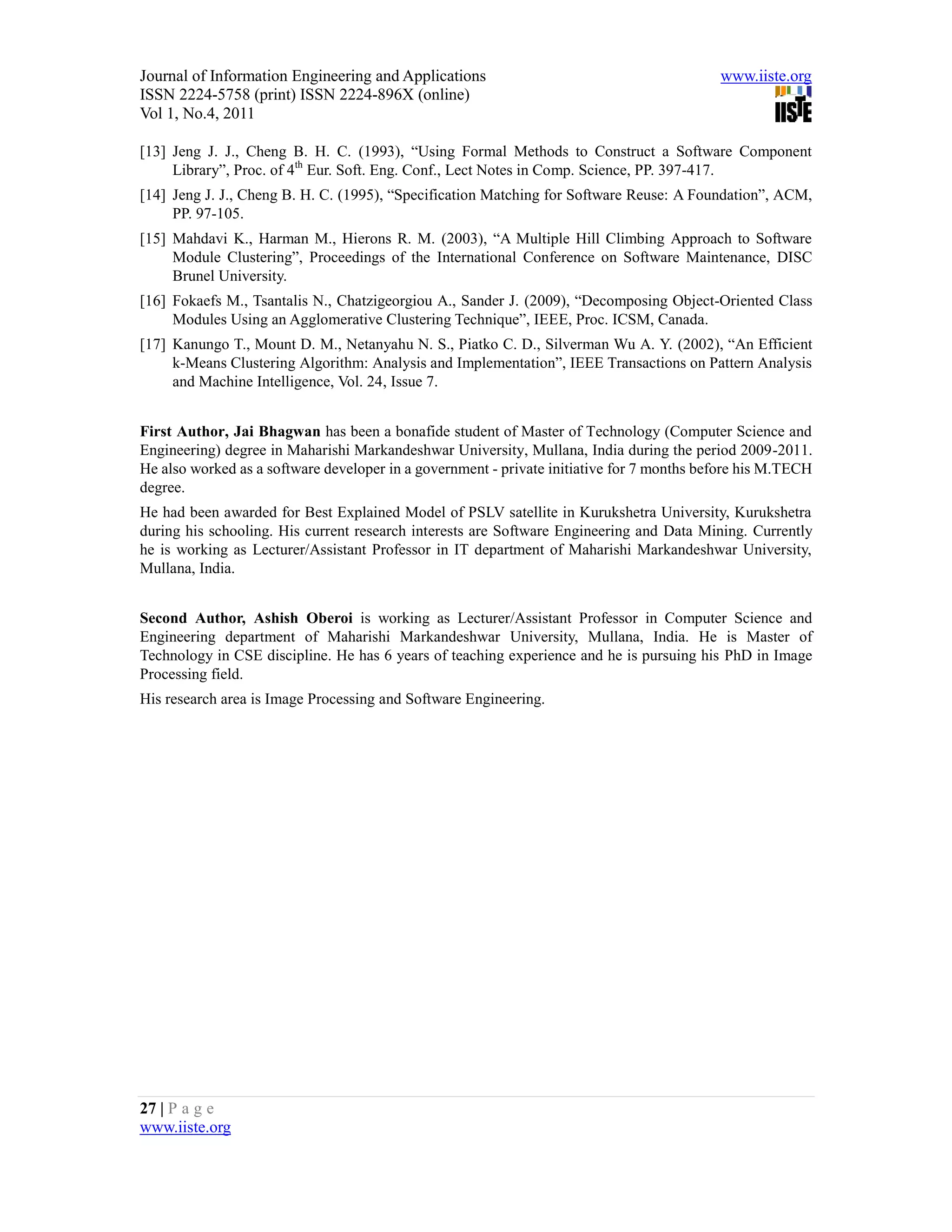 11software Modules Clustering An Effective Approach For Reusability Pdf