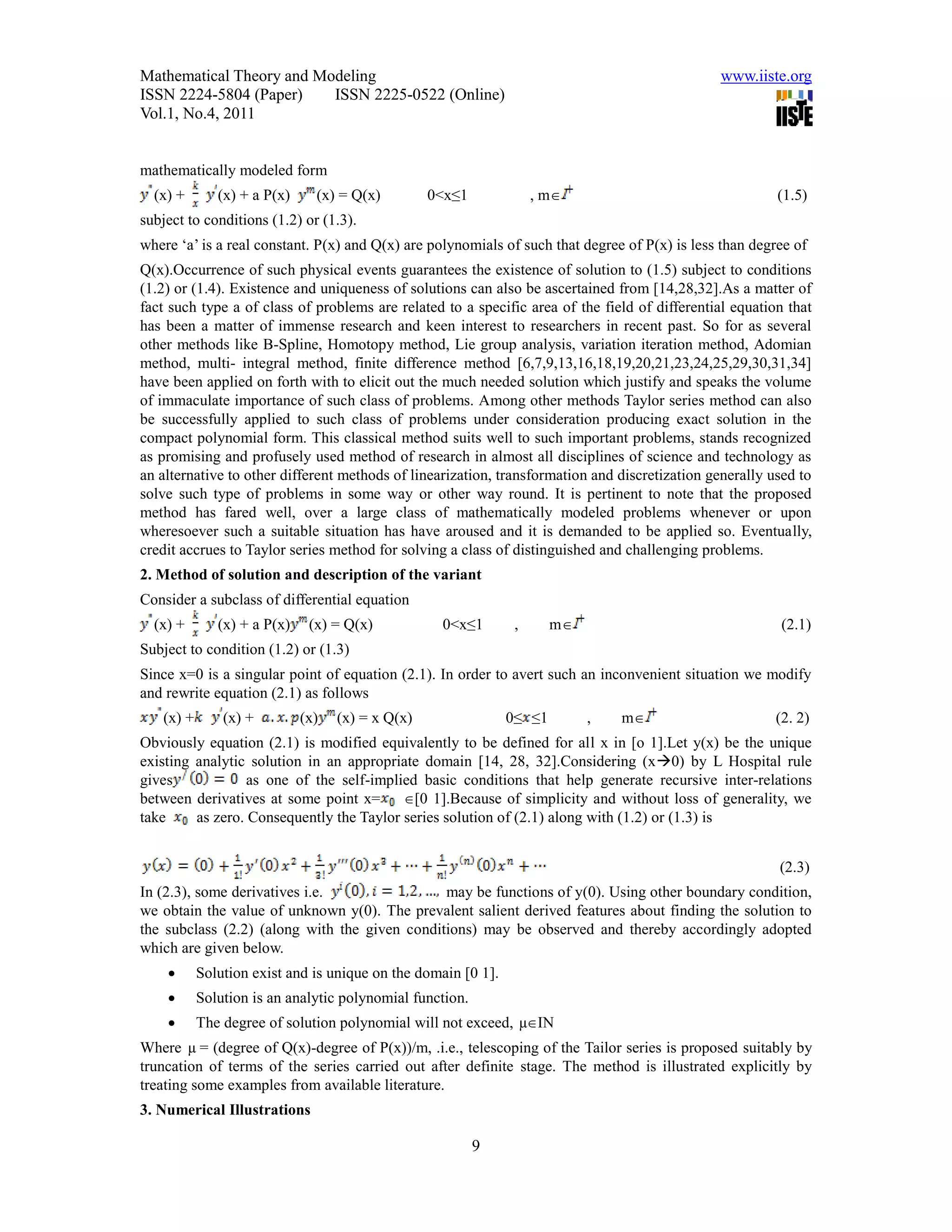 11.solution of a subclass of singular second order | PDF