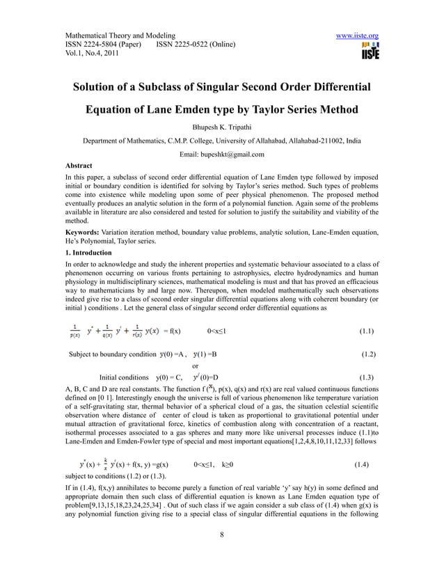 11.solution of a subclass of singular second order | PDF