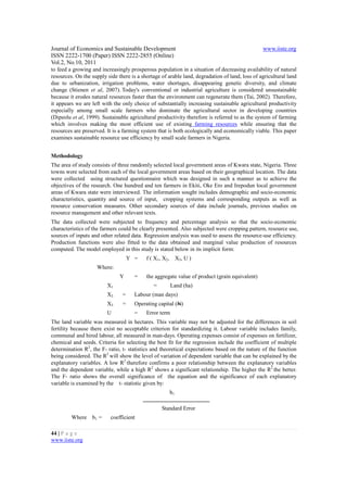 11.sustainable resource productivity in small scale farming in kwara state, nigeria | PDF