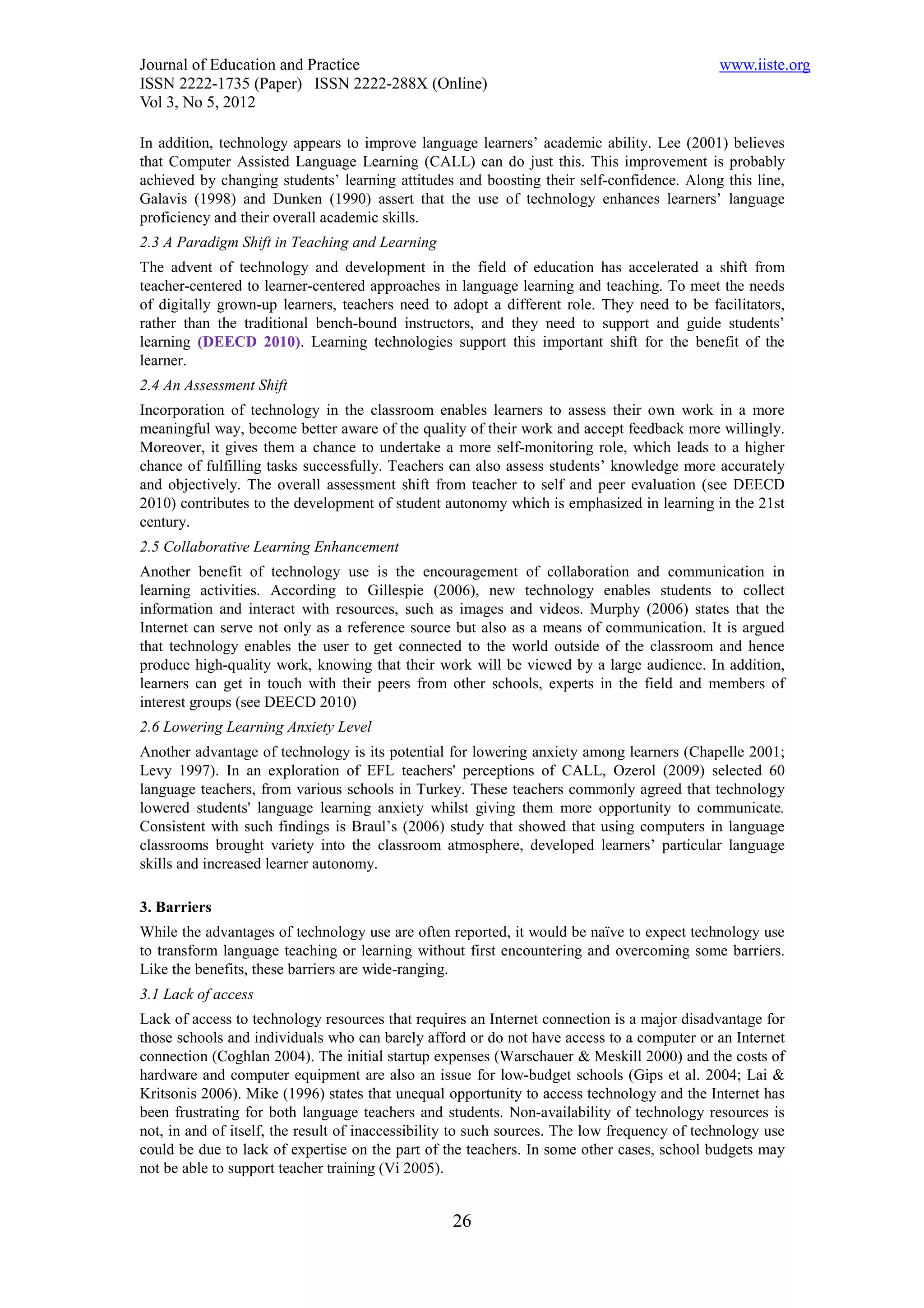 11.technology in language education benefits and barriers | PDF