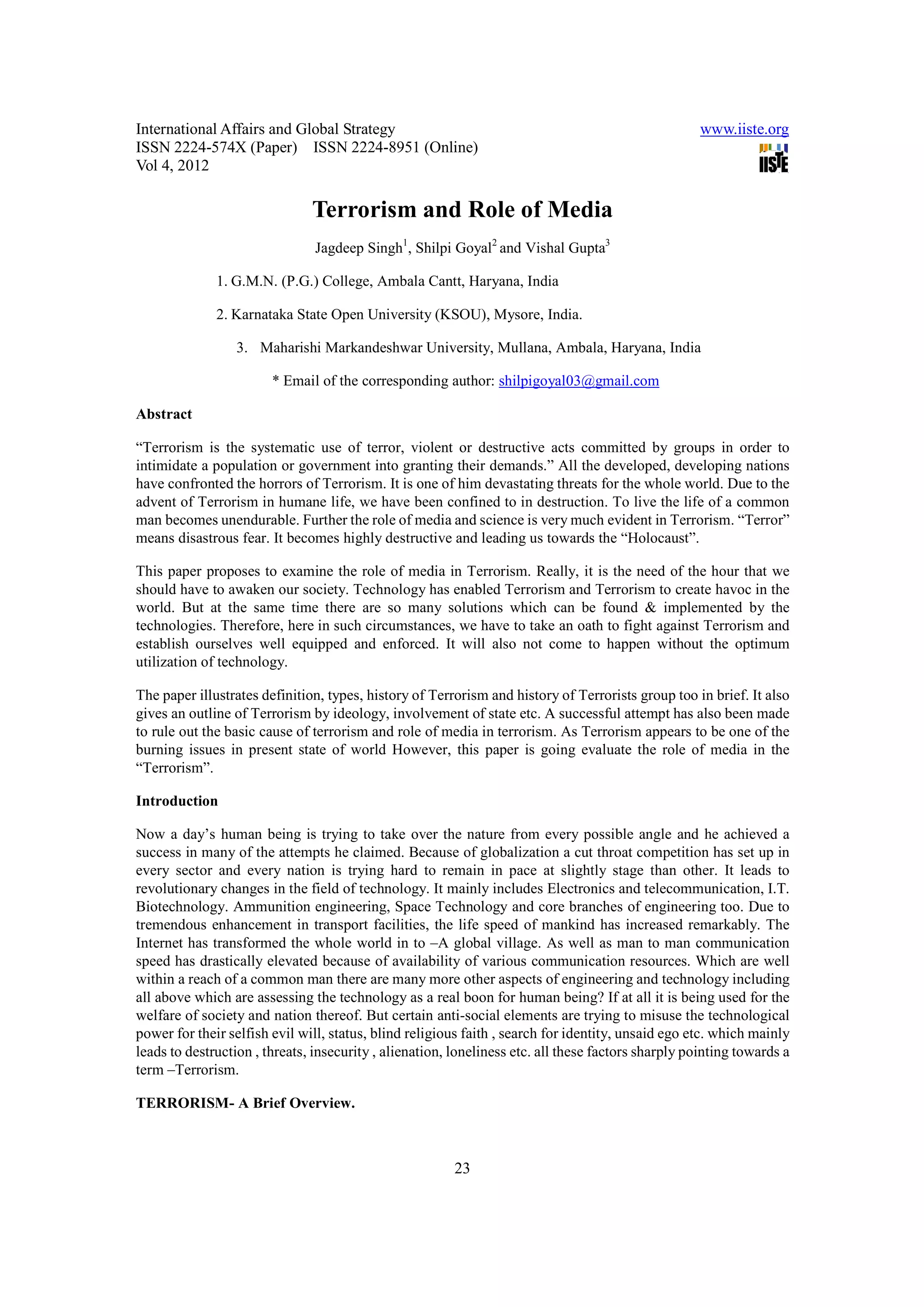 11.terrorism and role of media | PDF
