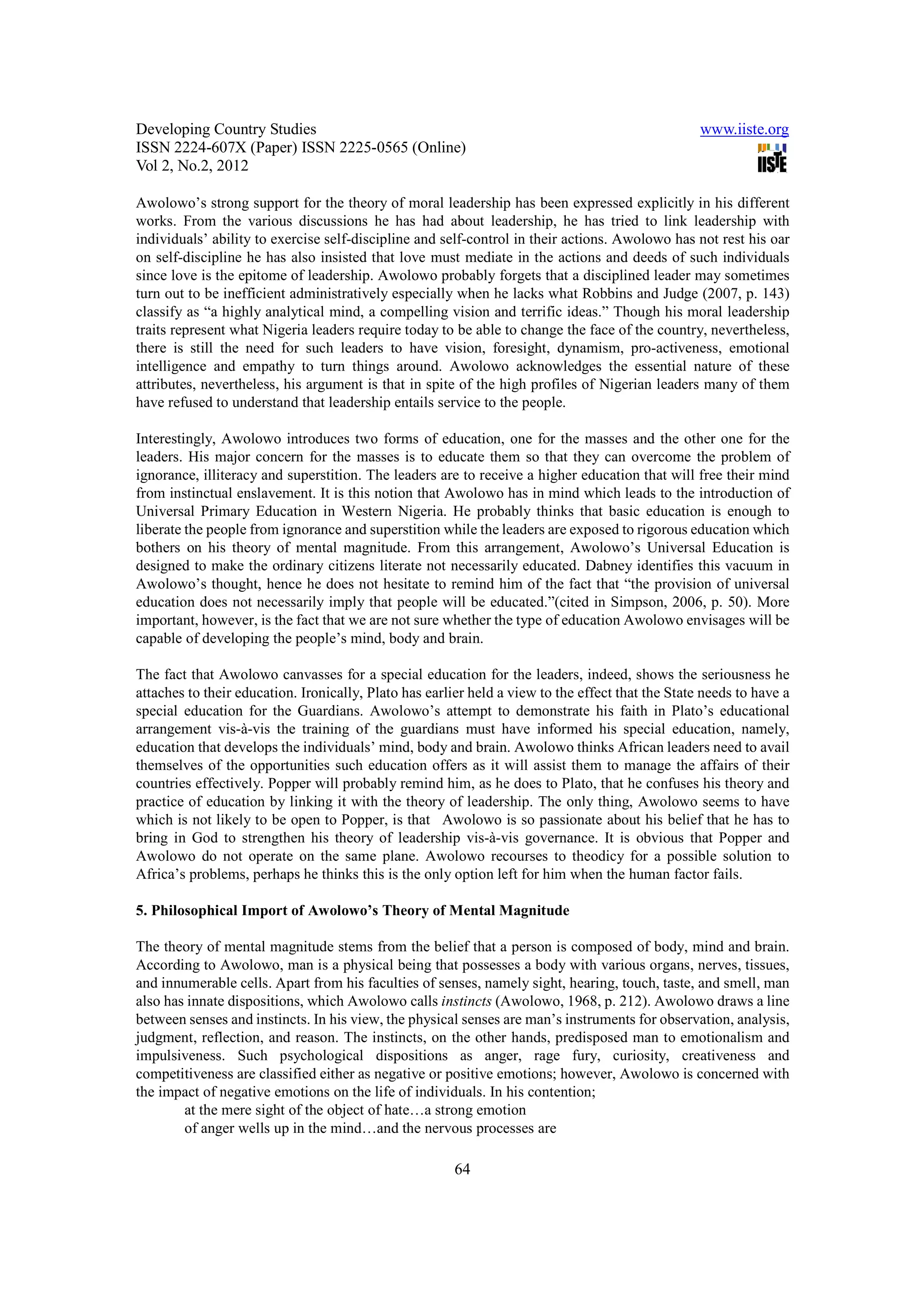 11.the philosophical import of obafemi awolowo抯 theory of mental ...