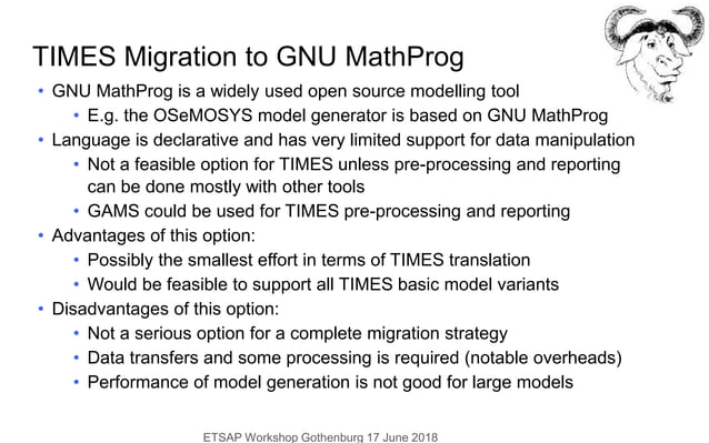 Migrating TIMES to another modelling language - approaches, issues and ...
